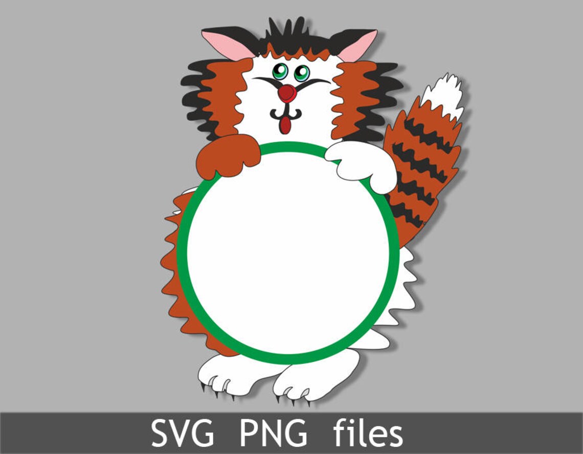 SVG PNG Files Cat Image Add Your Text Digital for Round | Etsy