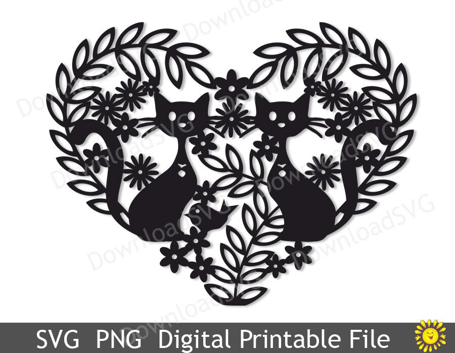 SVG Cutting File Cat Heart Templates Love Cricut Silhouette - Etsy Canada
