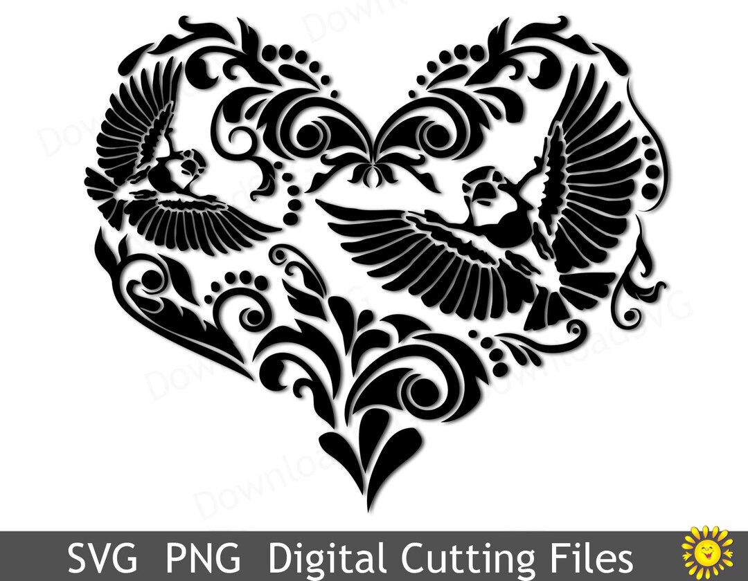 SVG Cutting File Two Sparrows Bird Cricut Silhouette Digital Wall ...