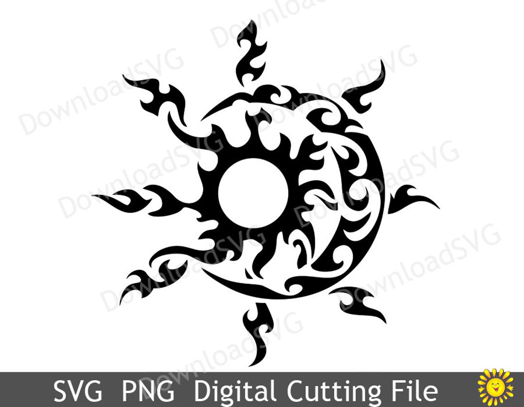 SVG Cutting File PNG Template Moon and Sun Design Vector Vinyl Transfer ...
