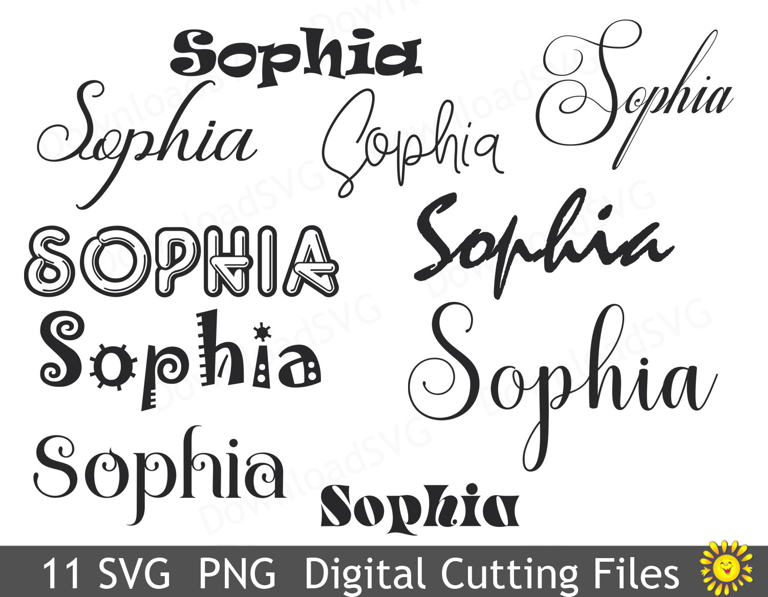 Sophia 11 Designs SVG PNG Cutting File Template Girl Name Vector Decal ...