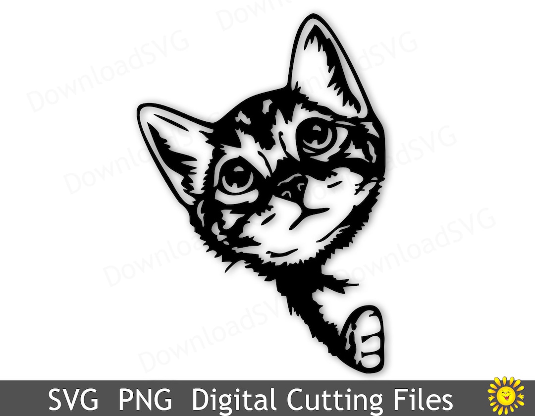 SVG PNG Cutting File Curious Cat Good Morning Template Vector Heat ...