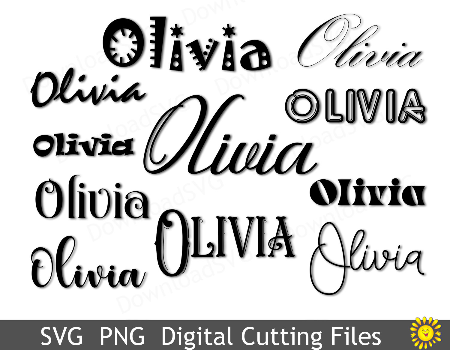 SVG PNG Cutting Files Template Girl Name Olivia Vector Decal Cricut ...