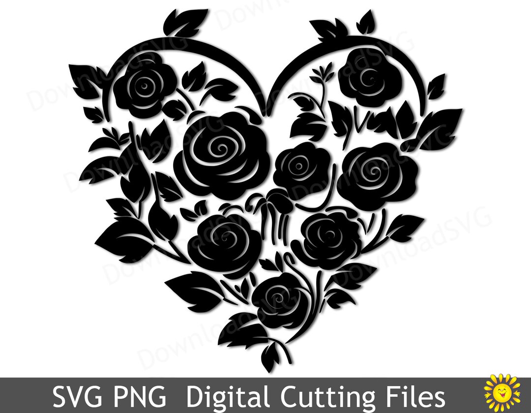 SVG PNG Cutting File Template Printable Heart Flower Mandala Cricut ...