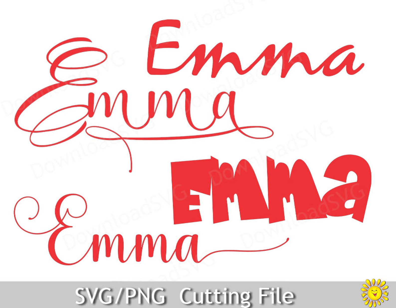 SVG PNG cutting files template Girl Name Emma Vector Decal | Etsy