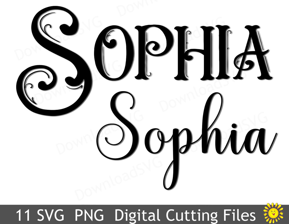 Sophia 11 Designs SVG PNG Cutting File Template Girl Name | Etsy