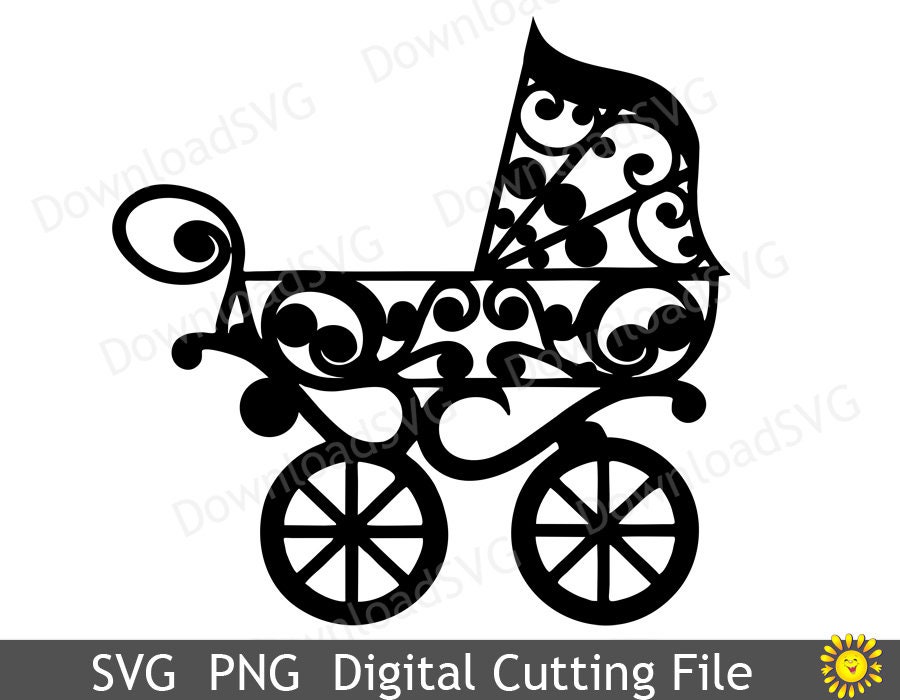 SVG and PNG Cutting File Template Baby Stroller for Cricut Silhouette ...