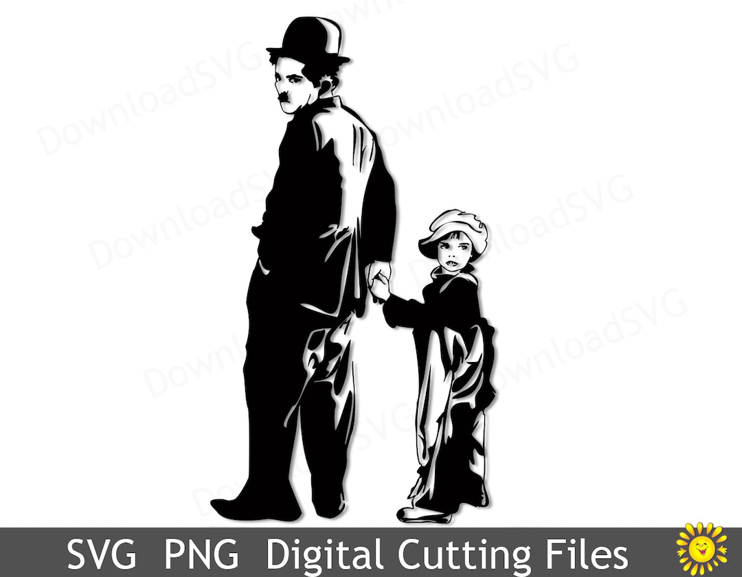 SVG Cutting File Charlie Chaplin and Boy Cricut Silhouette Digital ...
