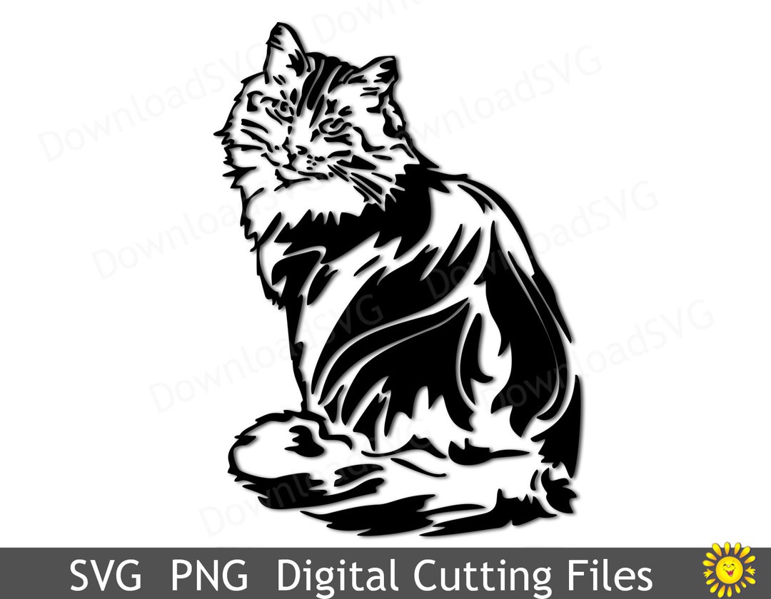 SVG PNG Cutting File Furry Cat Vector Cricut Silhouette Vinyl Transfer ...