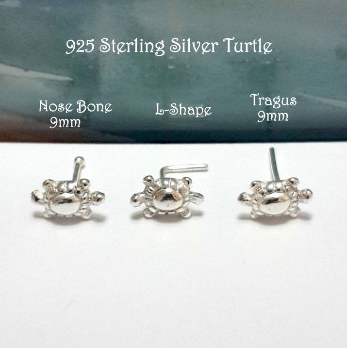 925 Sterling Silver Turtle Nose stud Silver Nose Screw16g | Etsy