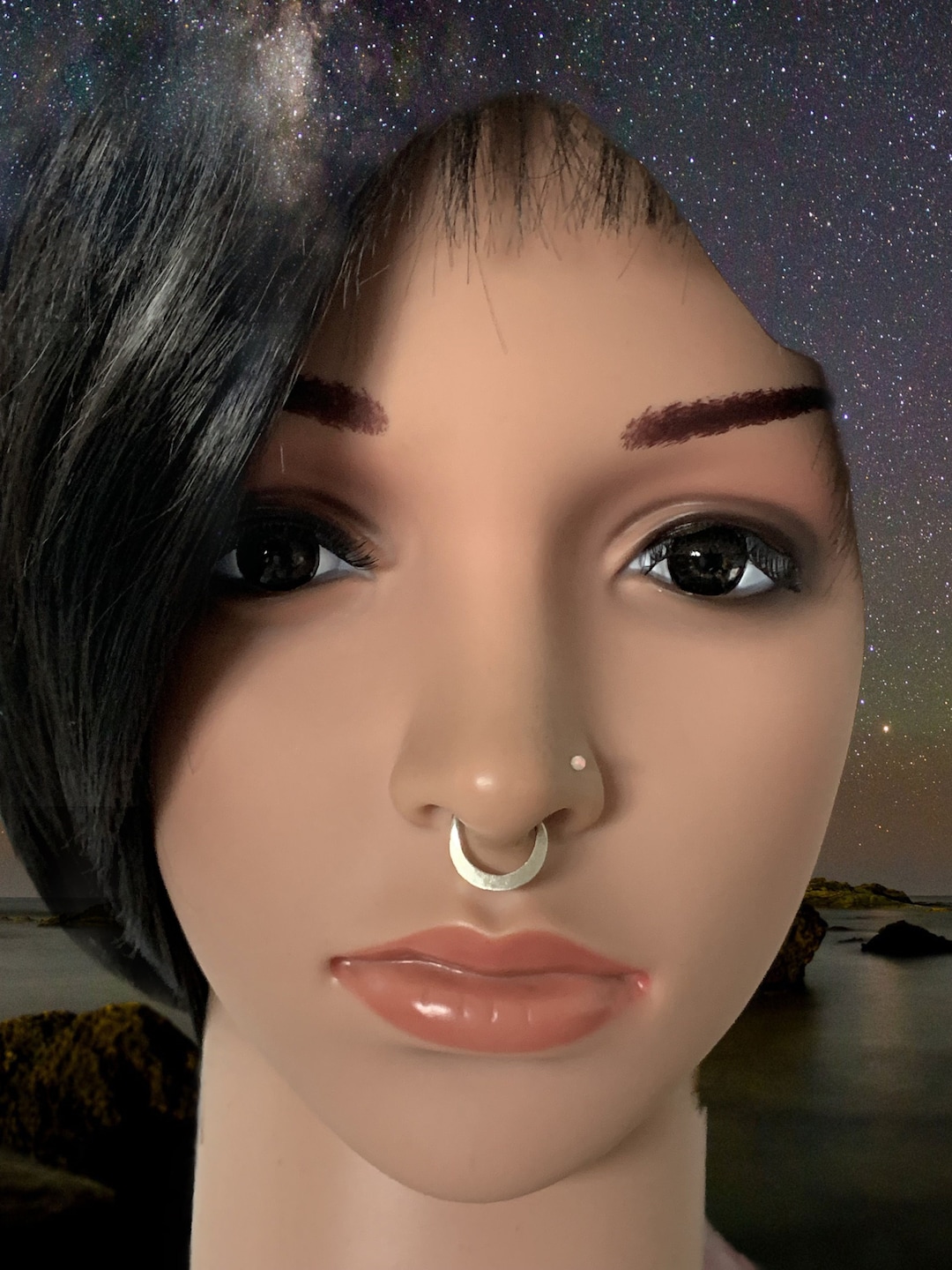 14G Septum Hoop , Gold Textured Septum Ring, 16G Daith Hoop,925 Silver ...