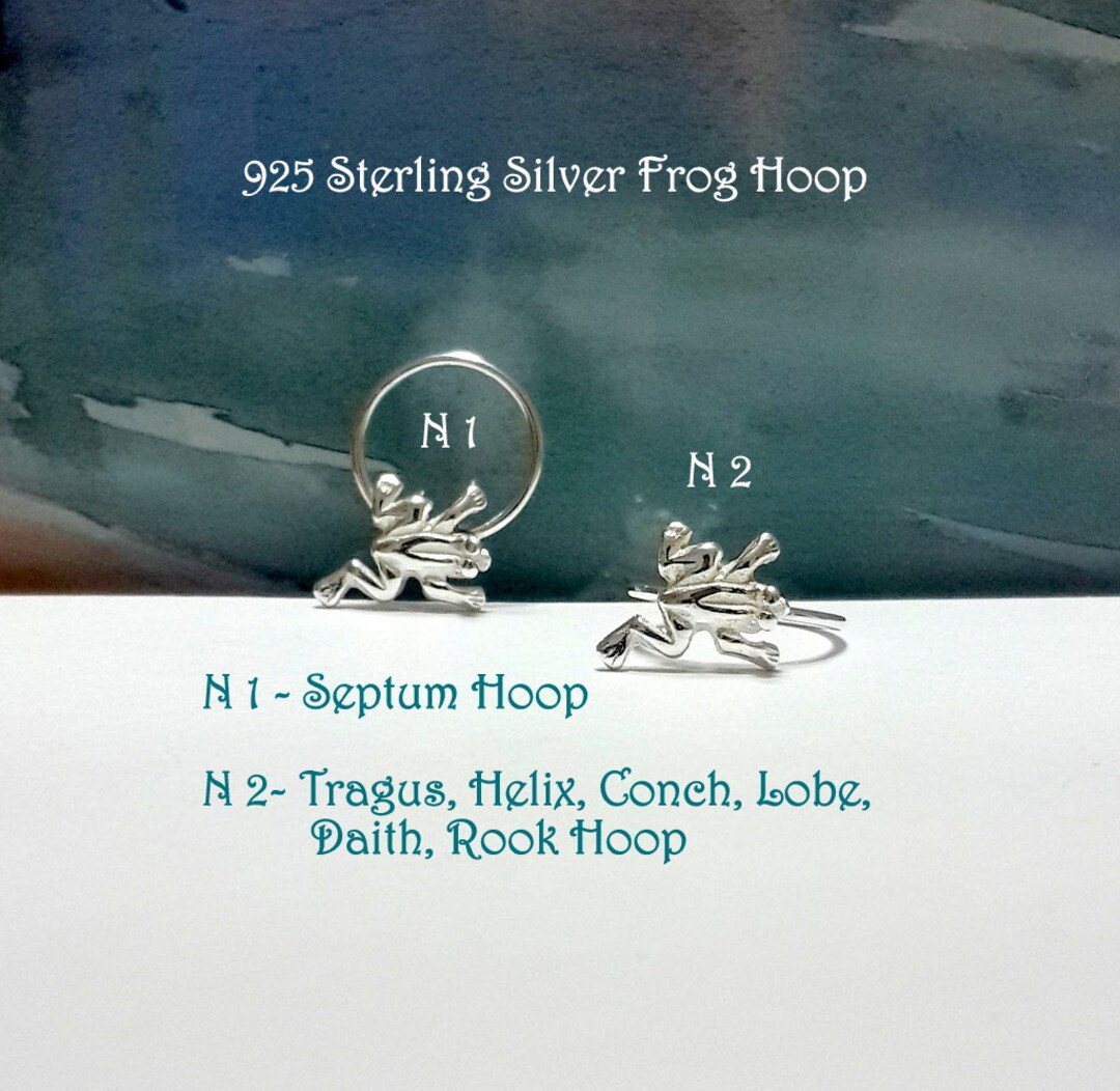 14G 16G 18G 20G 22G Sterling Silver Frog Helix Hoop-tragus Ring-lobe ...