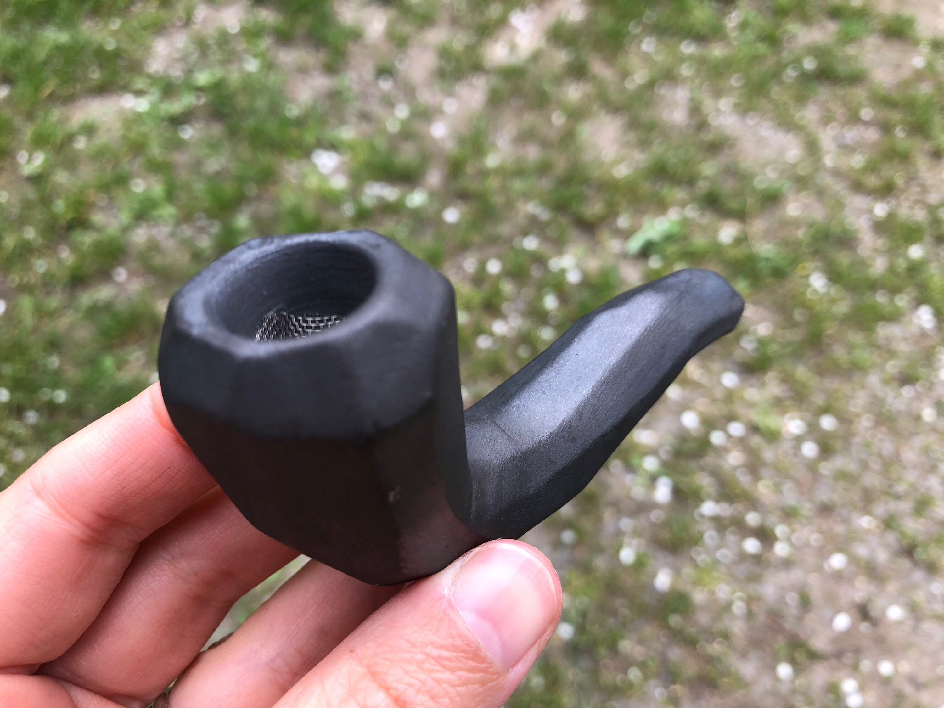 Rauchpfeife aus Keramik. Handgearbeitete schwarze facettierte | Etsy