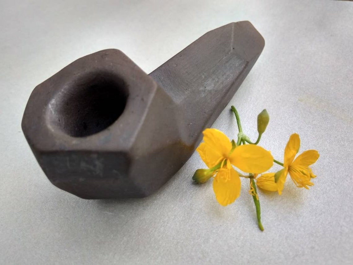 Black ceramic pocket pipe. Asimetric faceted smoking pipe. | Etsy