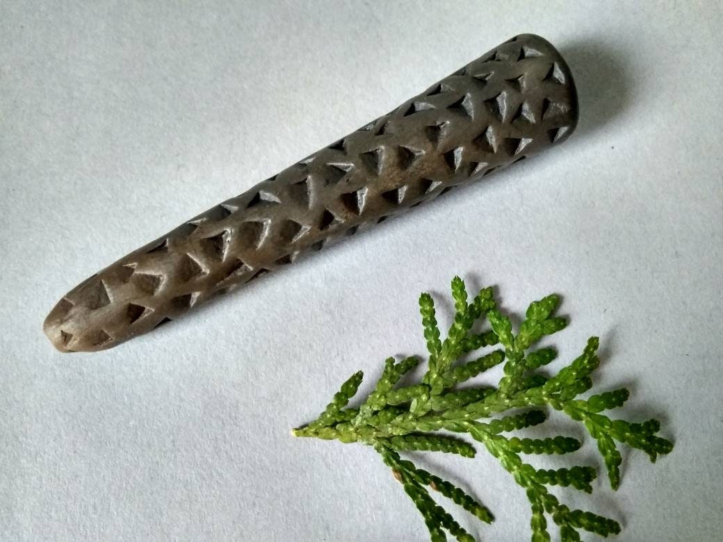 One-hitter pipe. Small black ceramic chillum with geometric | Etsy