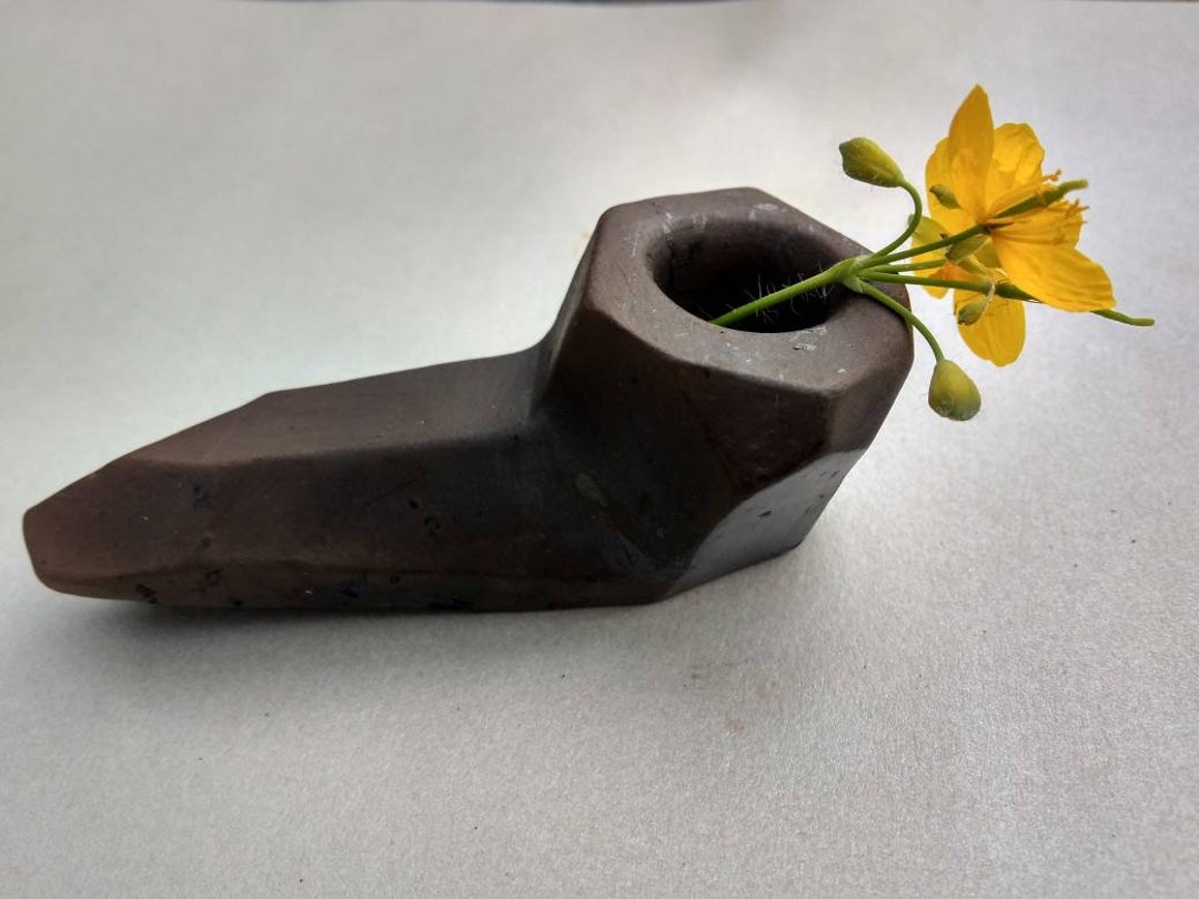 Black Ceramic Pocket Pipe. Asimetric Faceted Smoking Pipe. Small Pipe ...