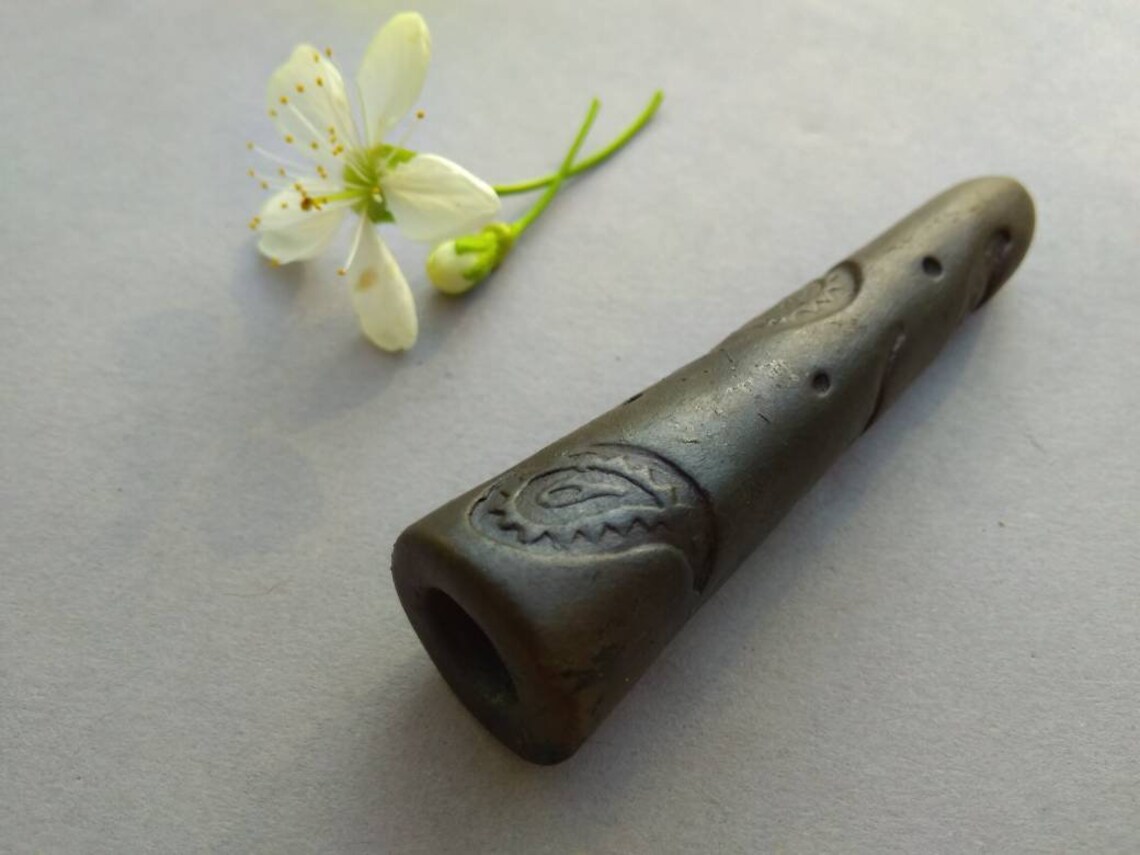 One-hitter Pipe. Small Black Ceramic Chillum With Paisley | Etsy