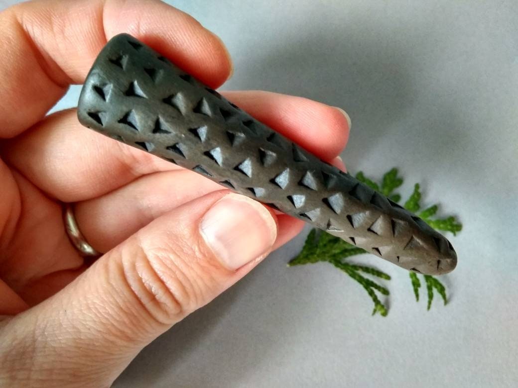 One-hitter pipe. Small black ceramic chillum with geometric | Etsy