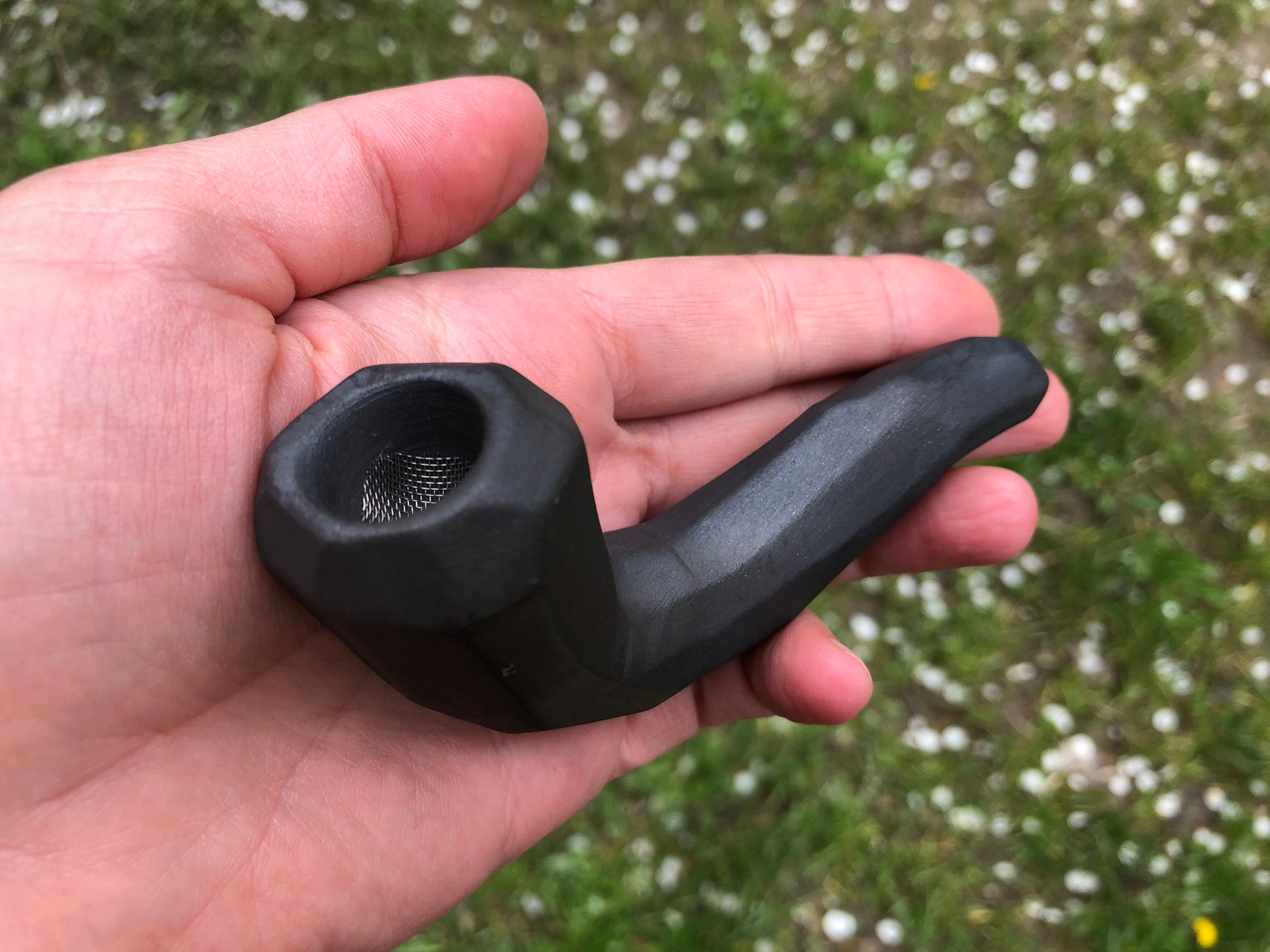 Rauchpfeife aus Keramik. Handgearbeitete schwarze facettierte | Etsy