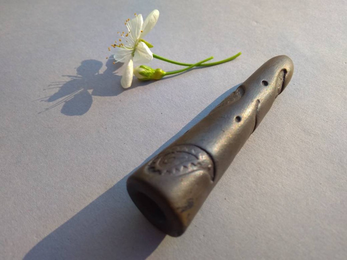 One-hitter pipe. Small black ceramic chillum with paisley | Etsy