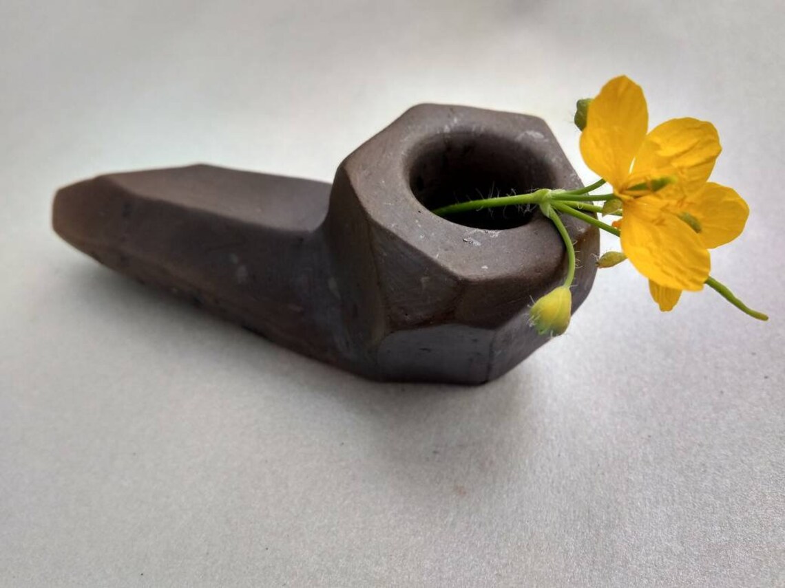 Black Ceramic Pocket Pipe. Asimetric Faceted Smoking Pipe. | Etsy