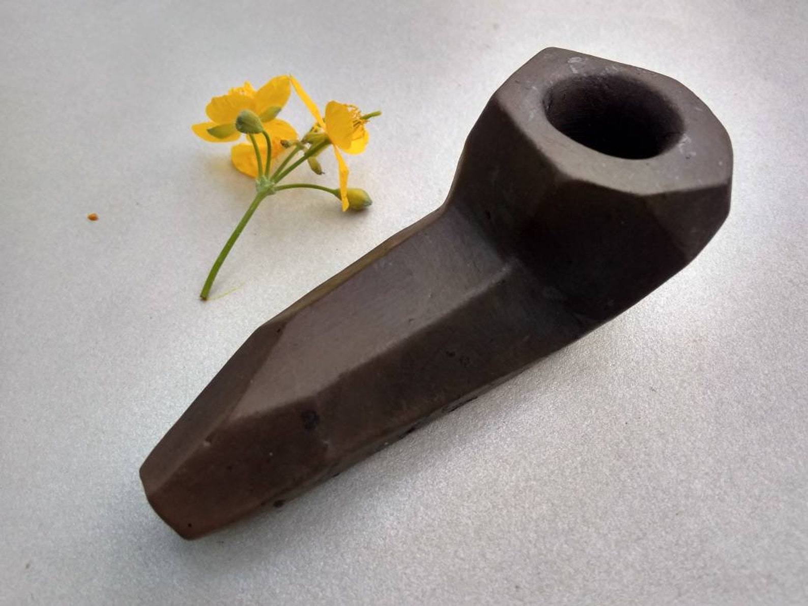 Black Ceramic Pocket Pipe. Asimetric Faceted Smoking Pipe. | Etsy