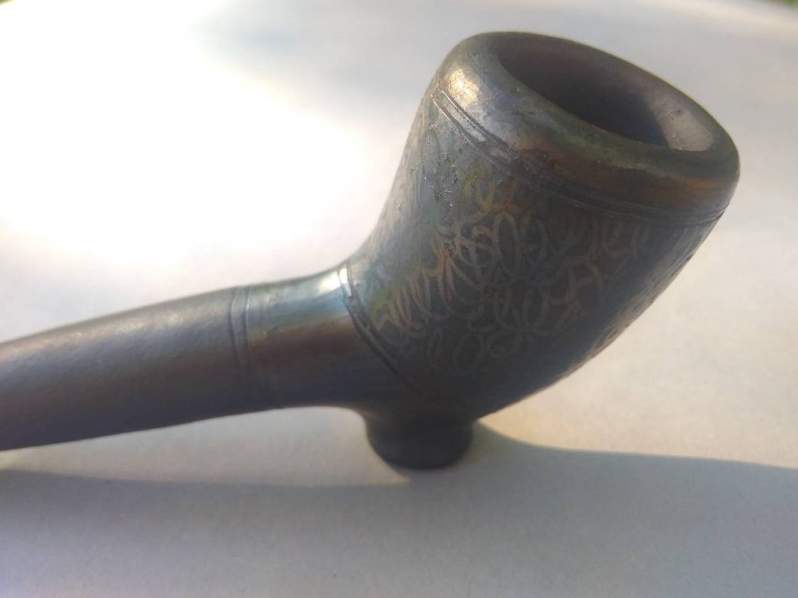 Black ceramic long smoking pipe. Elegant English clay pipe for | Etsy