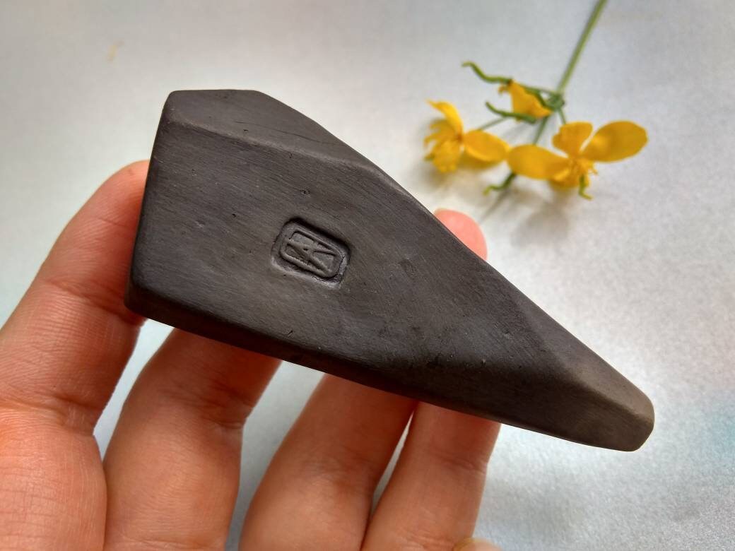 Black ceramic smoking pipe. Asimetric modern pocket pipe. | Etsy