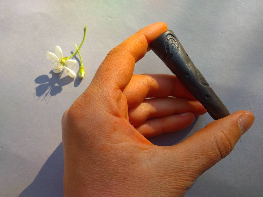 One-hitter pipe. Small black ceramic chillum with paisley | Etsy