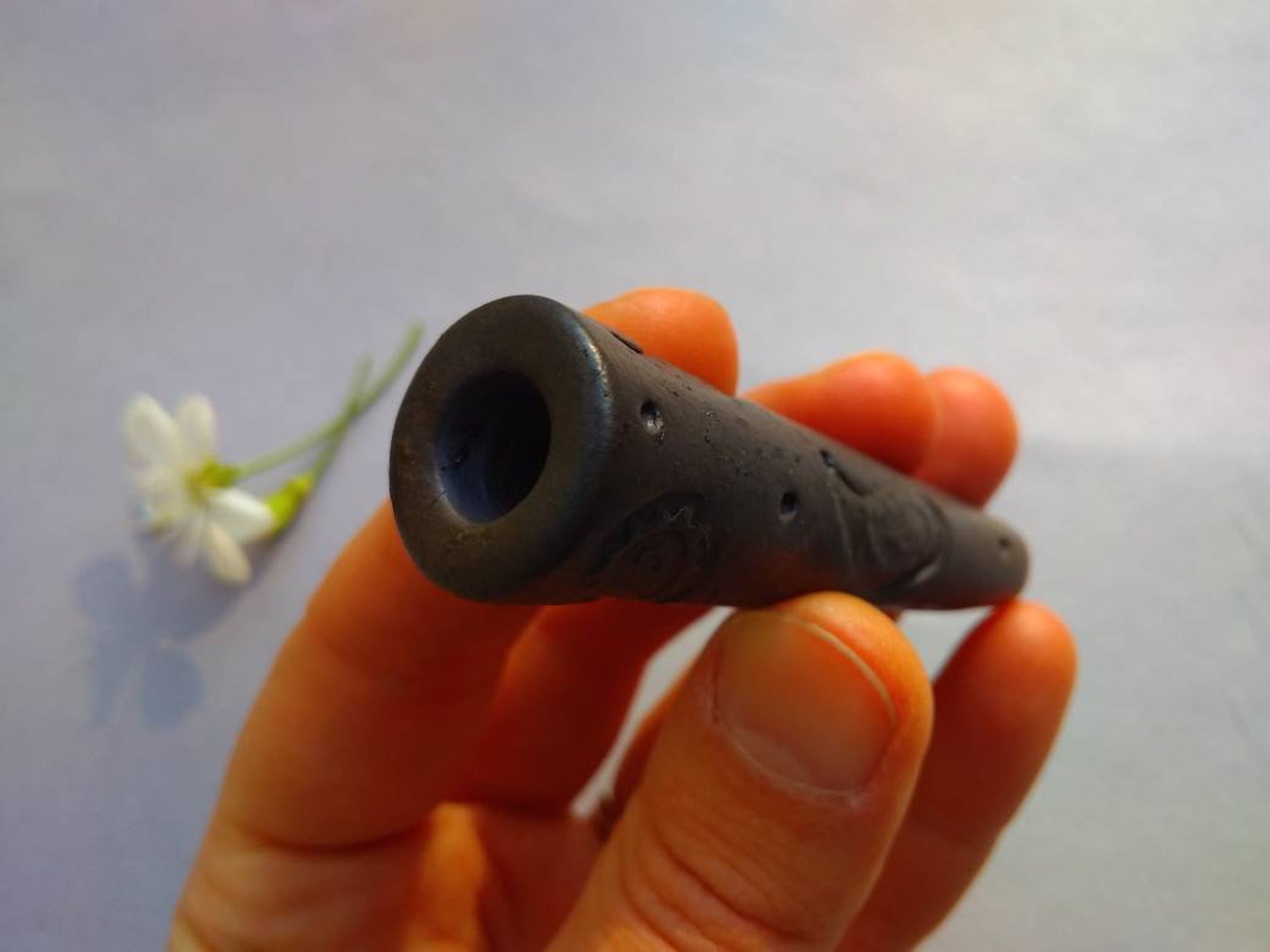 One-hitter Pipe. Small Black Ceramic Chillum With Paisley - Etsy