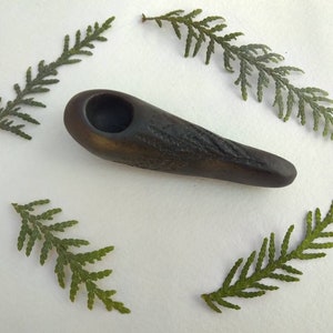 Small Black Smoking Pipe. Tiny Ceramic Pipe With Botanical Print ...