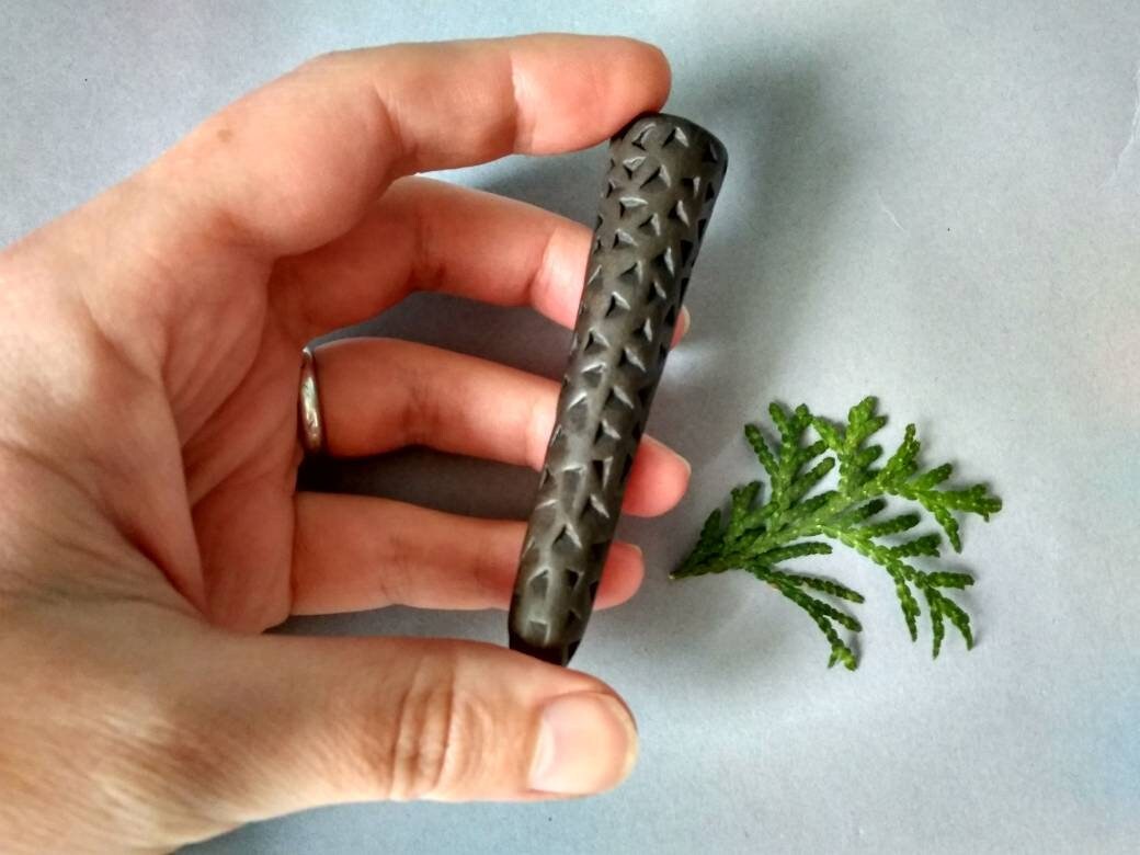 One-hitter pipe. Small black ceramic chillum with geometric | Etsy