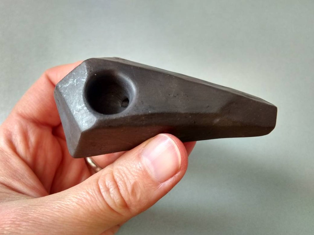 Black Clay Smoking Pipe. Asymmetric Modern Faceted Ceramic Pocket Pipe ...