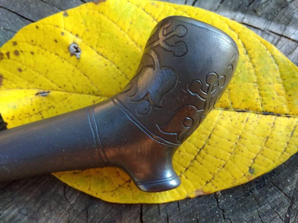 Long black ceramic smoking pipe. Elegant English clay pipe | Etsy