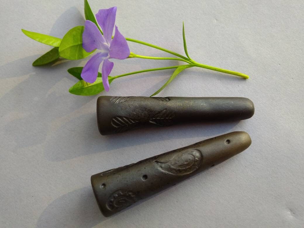 One-hitter pipe. Small black ceramic chillum with paisley | Etsy