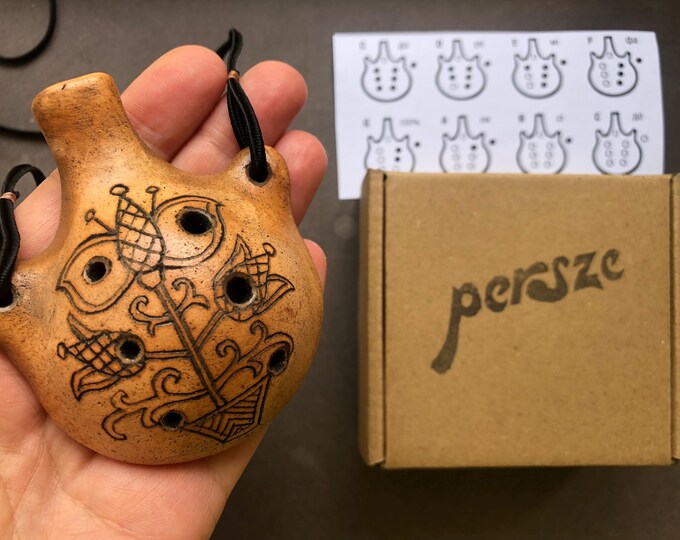 Ocarina Handmade Clay Flute 7 Hole. Ocarina Necklace. Decorated Ocarina ...