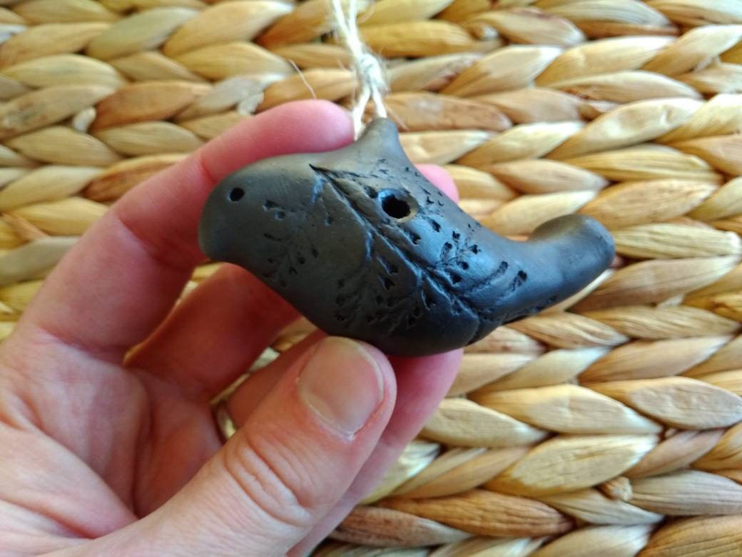 Clay Bird whistle. Little bird pendant ocarina with botanical | Etsy