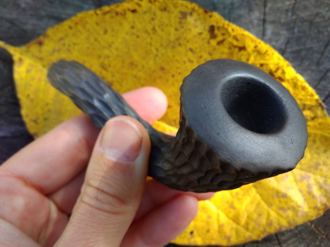 Pipa de fumar de cerámica moderna. Pipa de arcilla negra con | Etsy