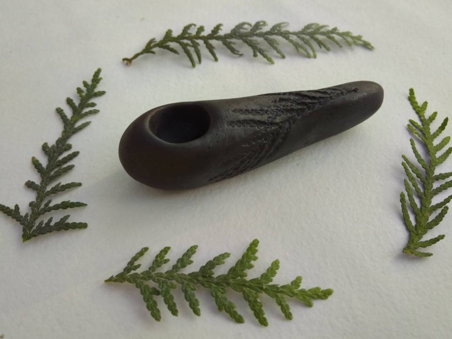 Small Black Smoking Pipe. Tiny Ceramic Pipe With Botanical - Etsy