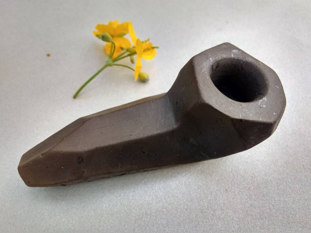 Black ceramic pocket pipe. Asimetric faceted smoking pipe. | Etsy