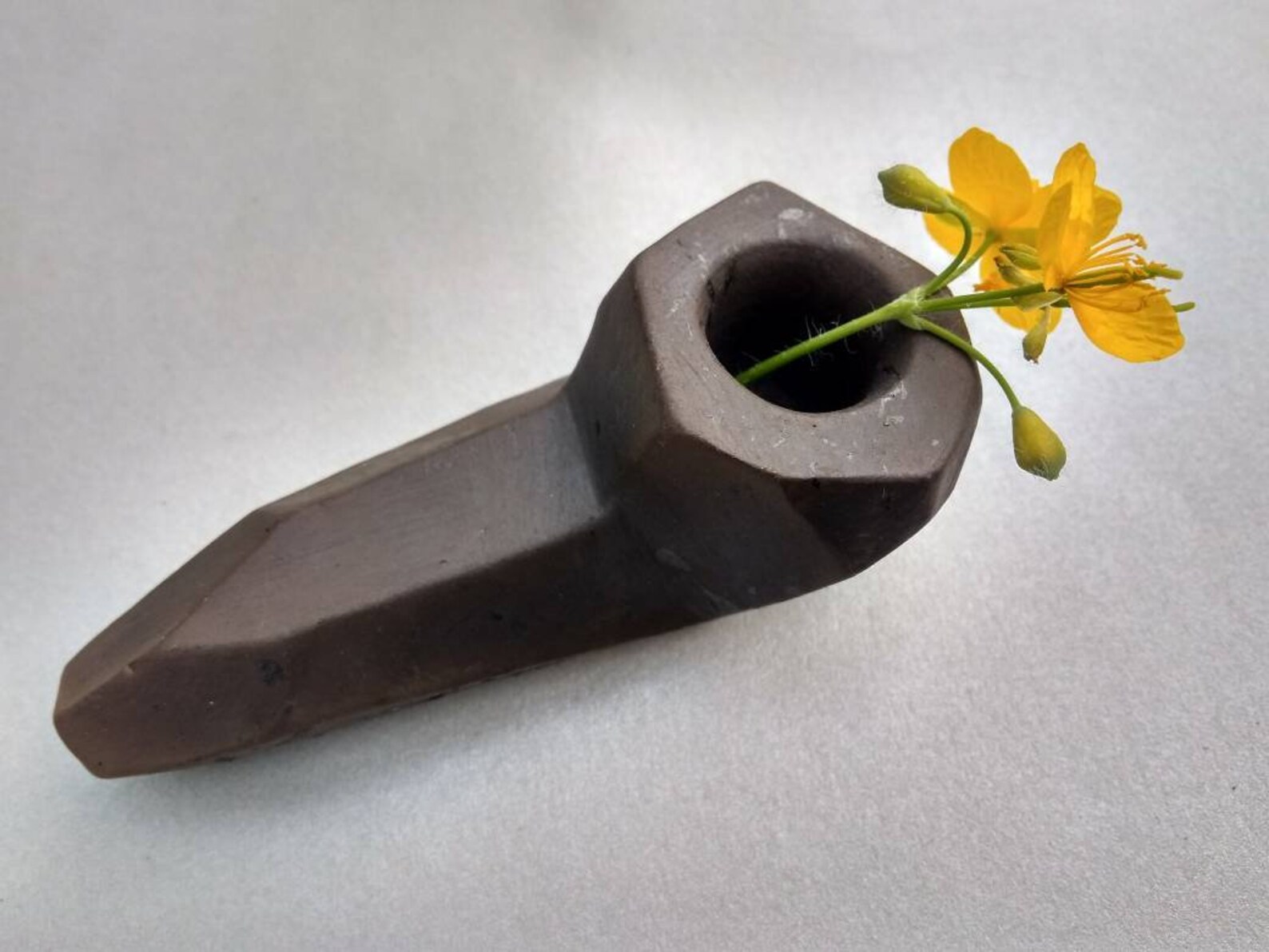 Black Ceramic Pocket Pipe. Asimetric Faceted Smoking Pipe. | Etsy