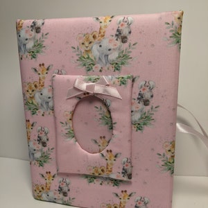 Baby Jungle Animals Custom Photo Album in Pink for Baby Girl- Holds 100 ...