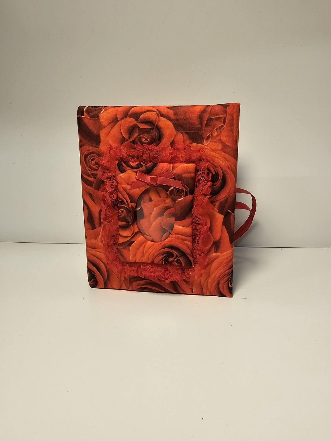 Custom Red Rose Photo Album, Red Satin Ribbon, Holds 100 4x6 Photos ...