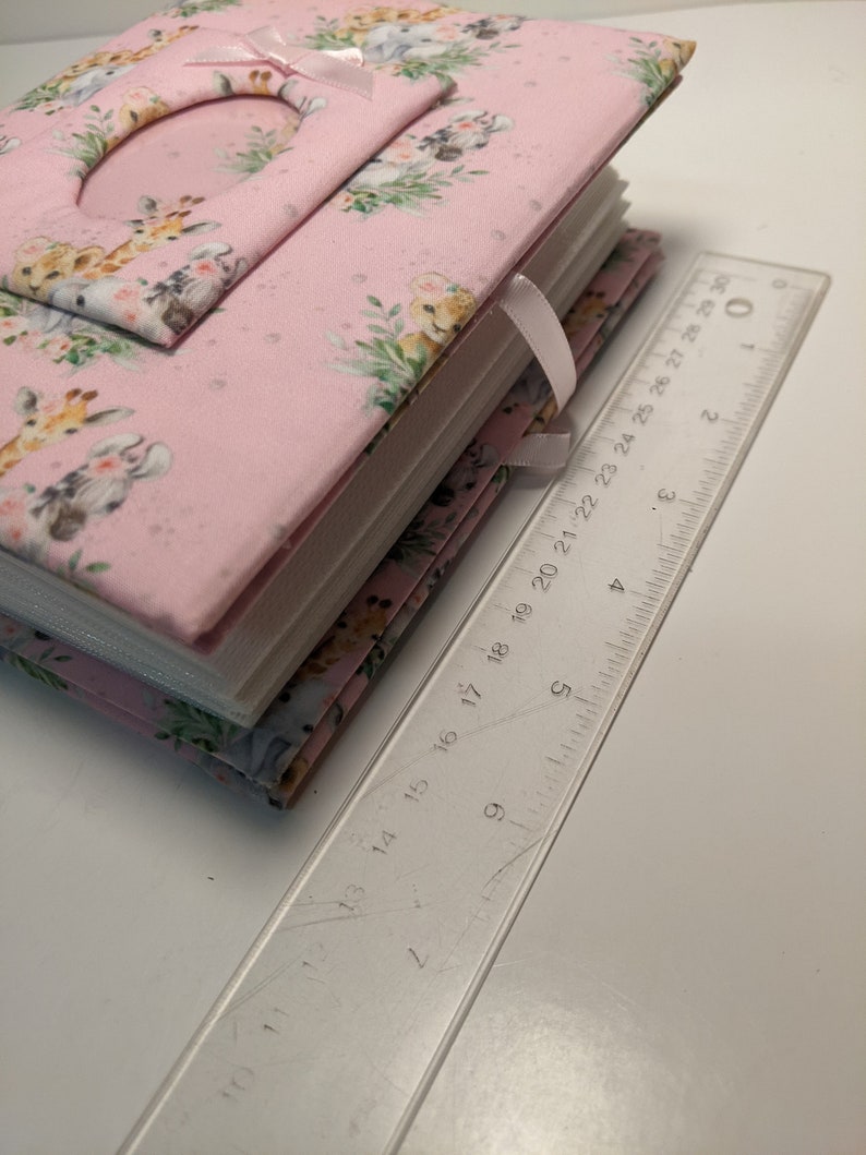 Baby Jungle Animals Custom Photo Album in Pink for Baby Girl- Holds 100 ...