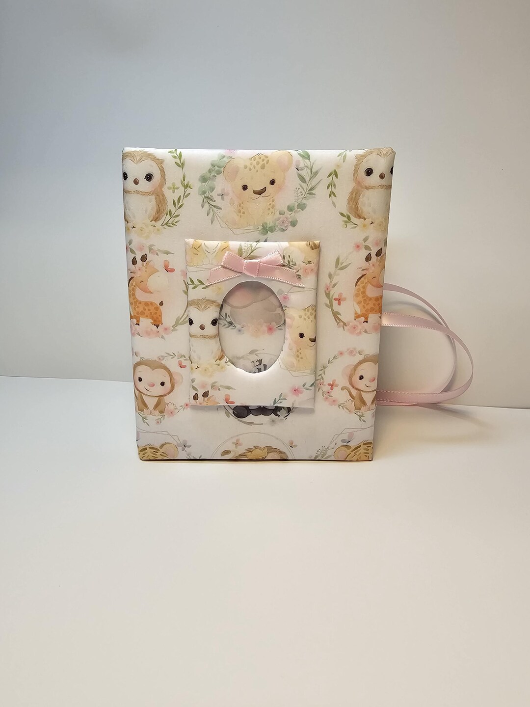Baby Jungle Animals Custom Photo Album in Pink for Baby Girl- Holds 100 ...