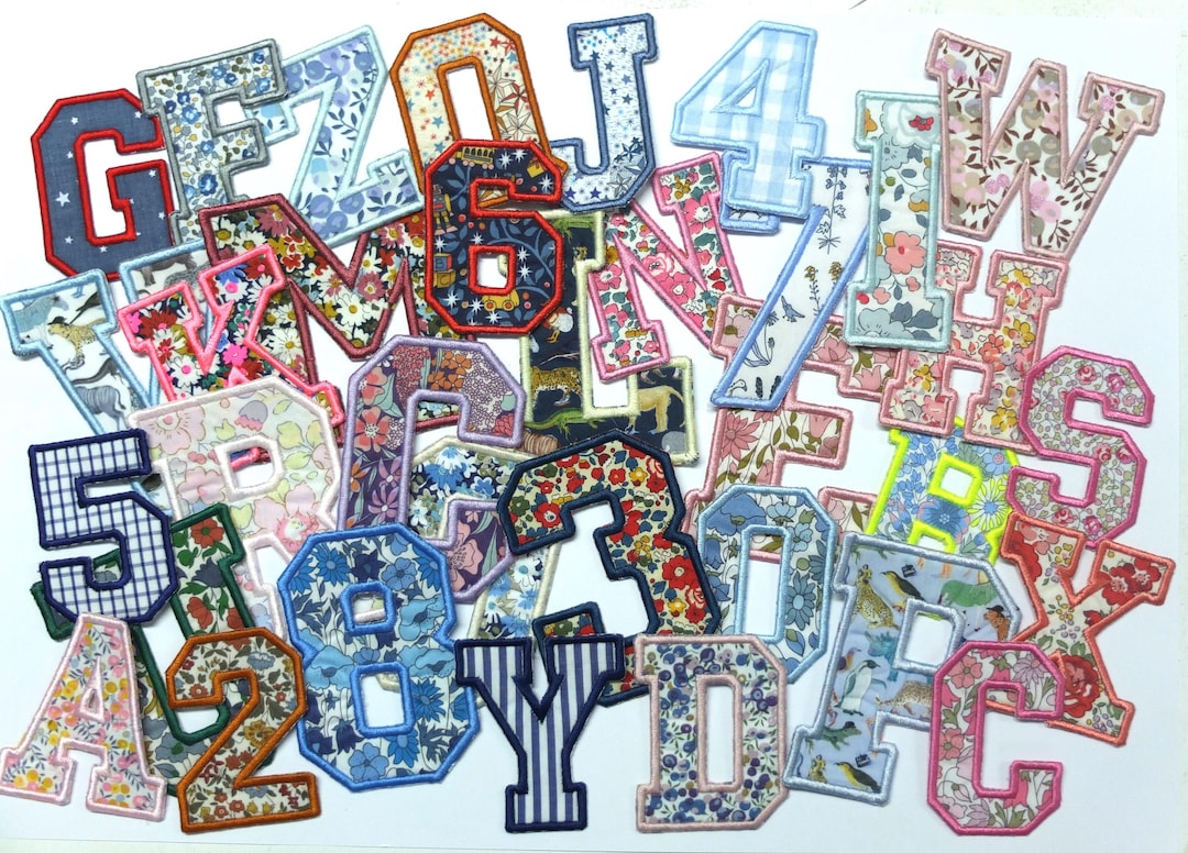 College Style Letters and Numbers to Sew or Stick on in Liberty, 70 ...