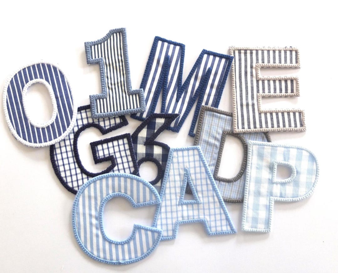 Letters and Numbers to Sew or Stick on Fabrics for Boys, 5 Sizes ...