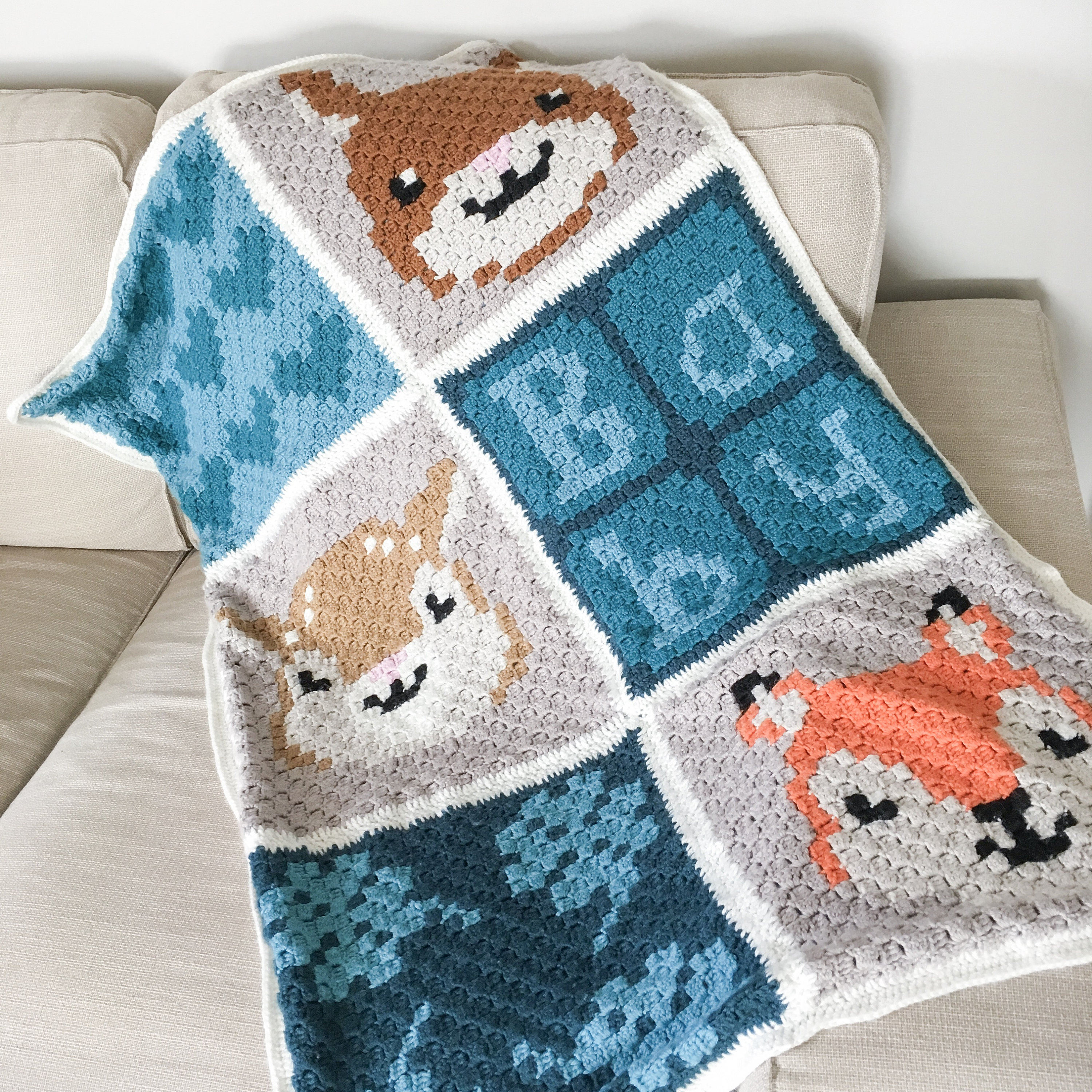 Forest Animals-c2c Templates Baby Blanket - Etsy UK