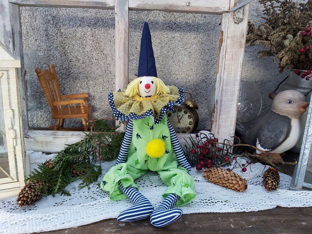 Clown, Handmade Doll, Circus Doll, Vintage Circus, Gift , Home ...