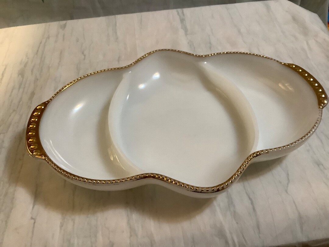 Fire King Relish Dish. Very Unique Shape 3 Separate Sections to Put ...